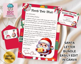 Instant Download Editable Letter From Santa, Nice List Certificate and ...
