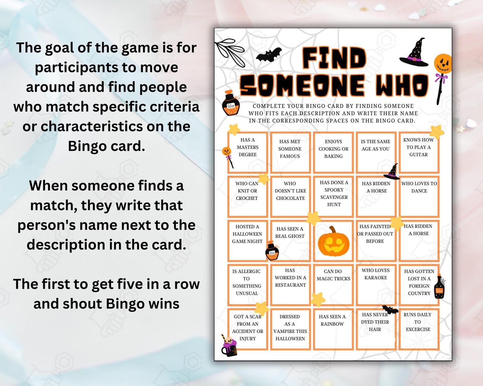 Get to Know You Bingo, Find Someone Who Bingo, Find the Guest Bingo ...