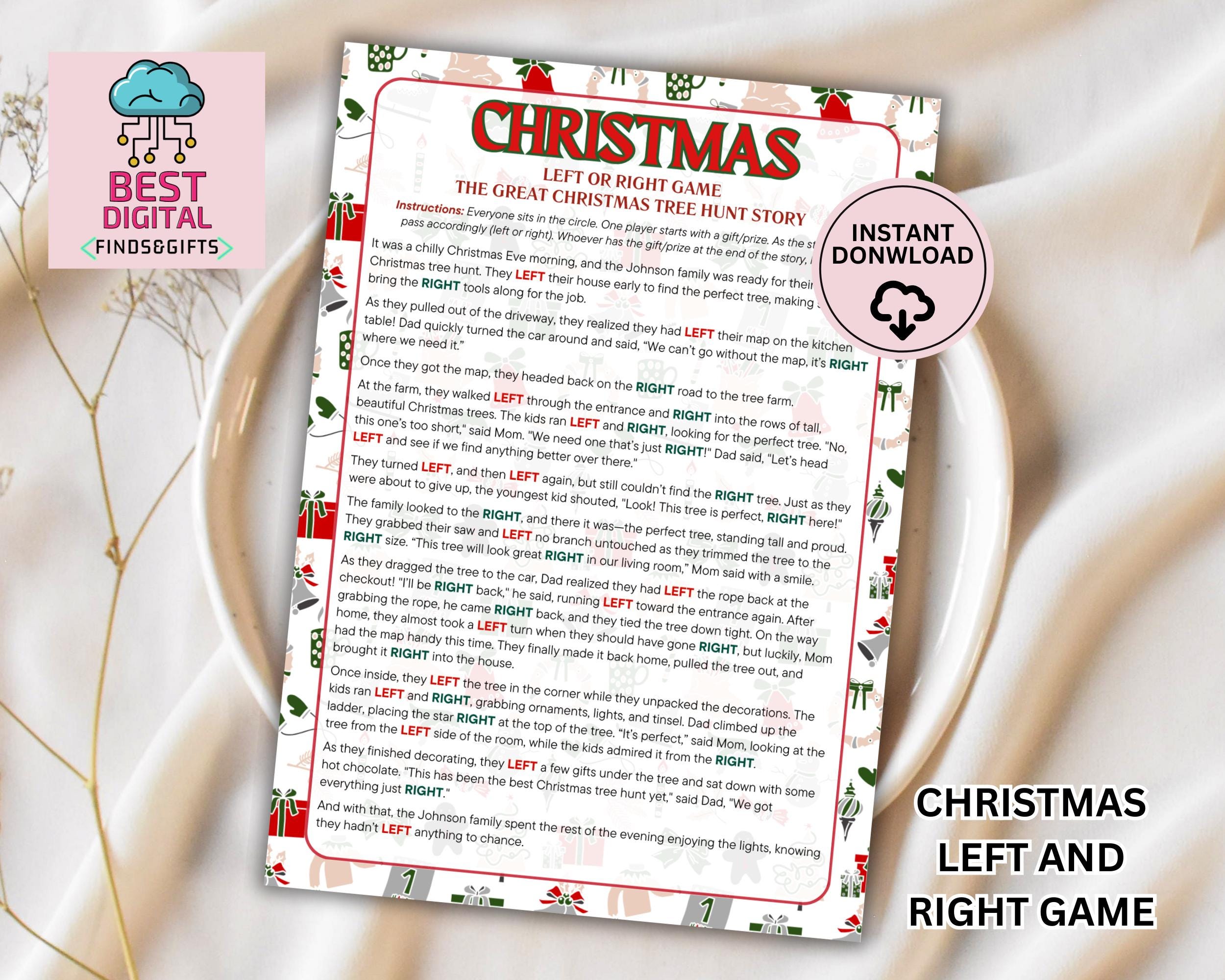 Christmas Left Right Game, Right Left Christmas Game, Christmas Pass ...