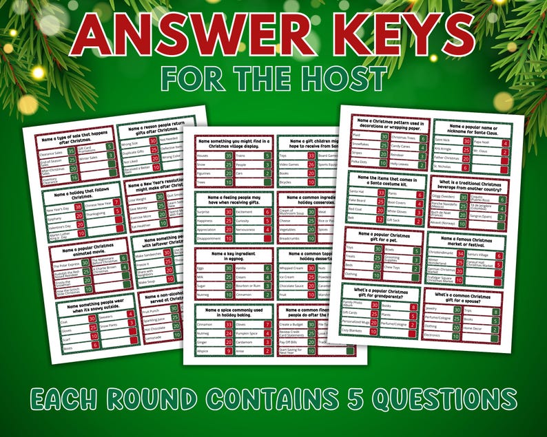 Christmas Friendly Feud Game, Printable Christmas Game, Christmas Party ...