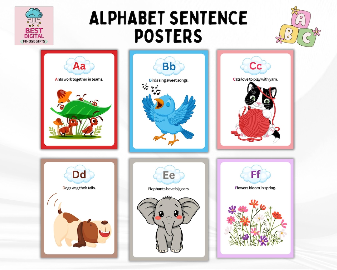 Alphabet Sentence Poster, ABC Posters Classroom, Alphabet Poster Print ...