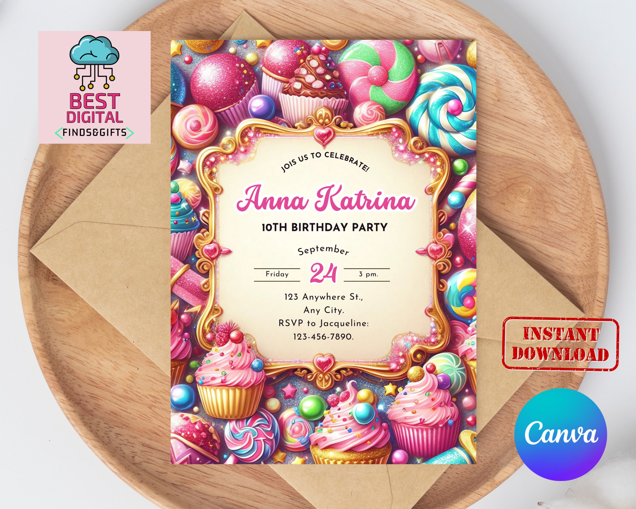 Candy Land Invitation, Candy Land Invites, Instant Download Candies ...