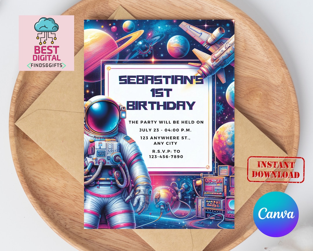 Editable Planet Birthday Invitation. Outer Space Invitation. Space ...