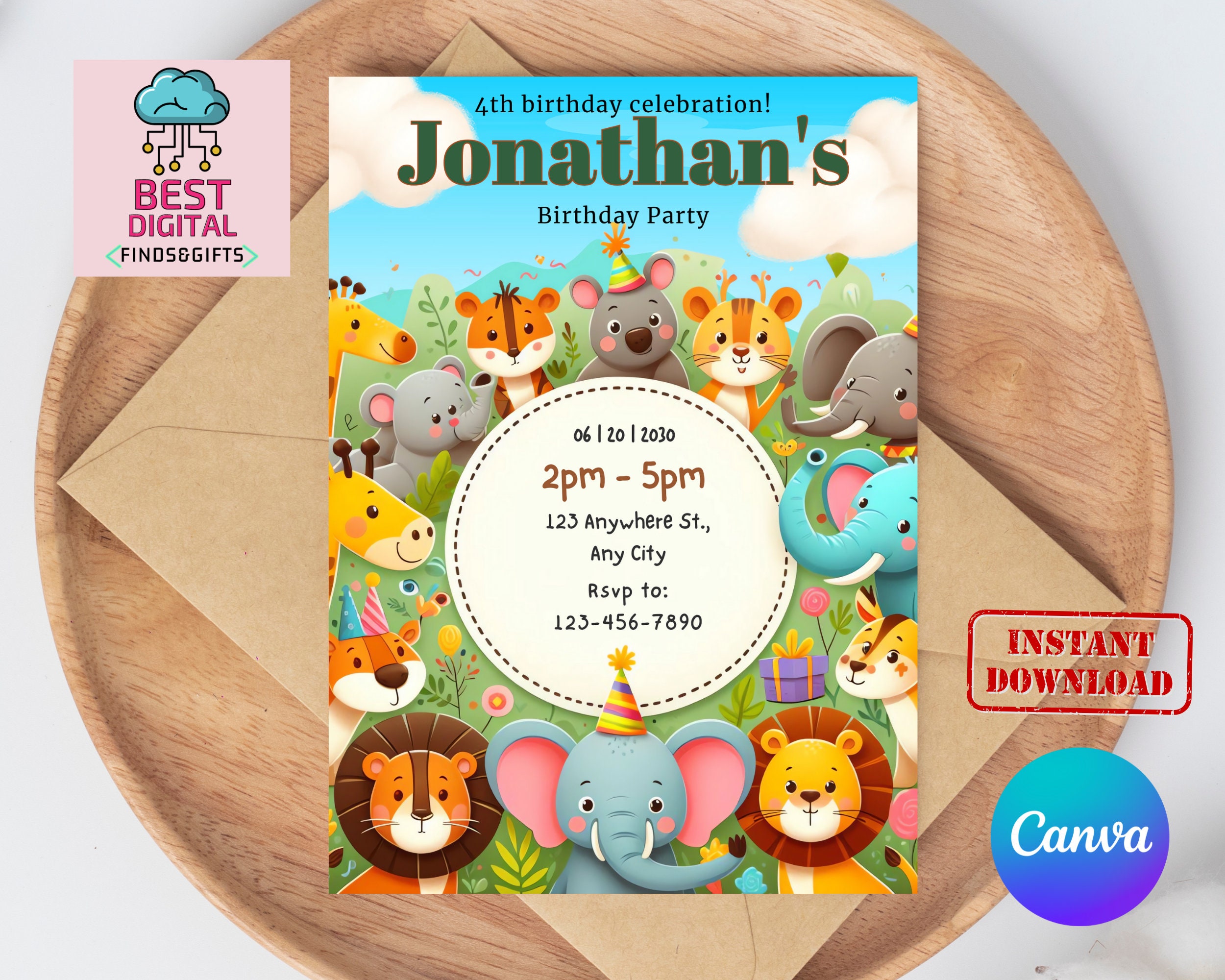 Editable Safari Birthday Invitation, Safari Invitation, Safari Evite ...