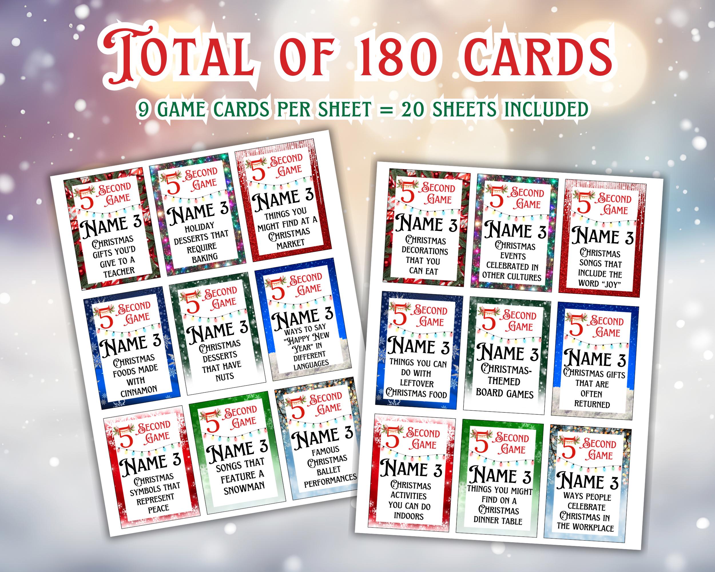 Christmas 5 Second Game, Printable Christmas Game, Christmas Party Game ...