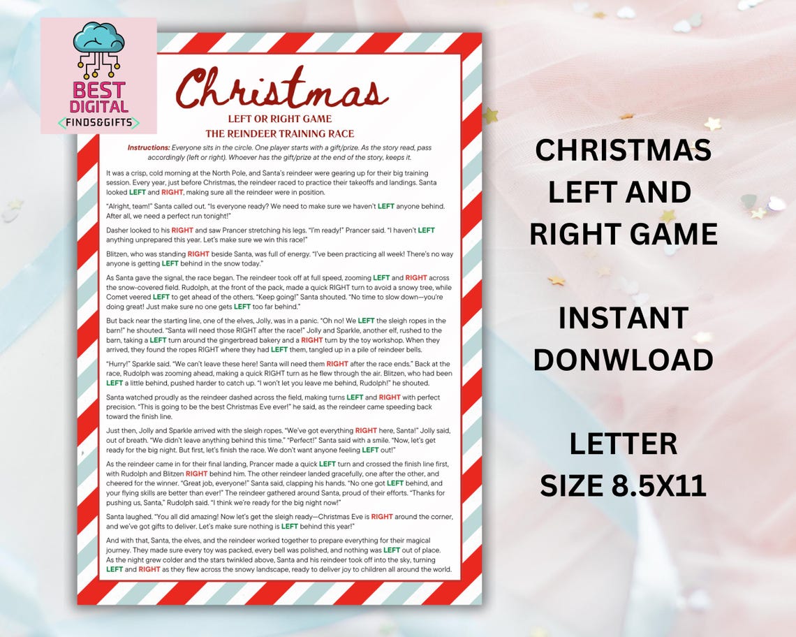 Christmas Left Right Game, Right Left Christmas Game, Christmas Pass ...