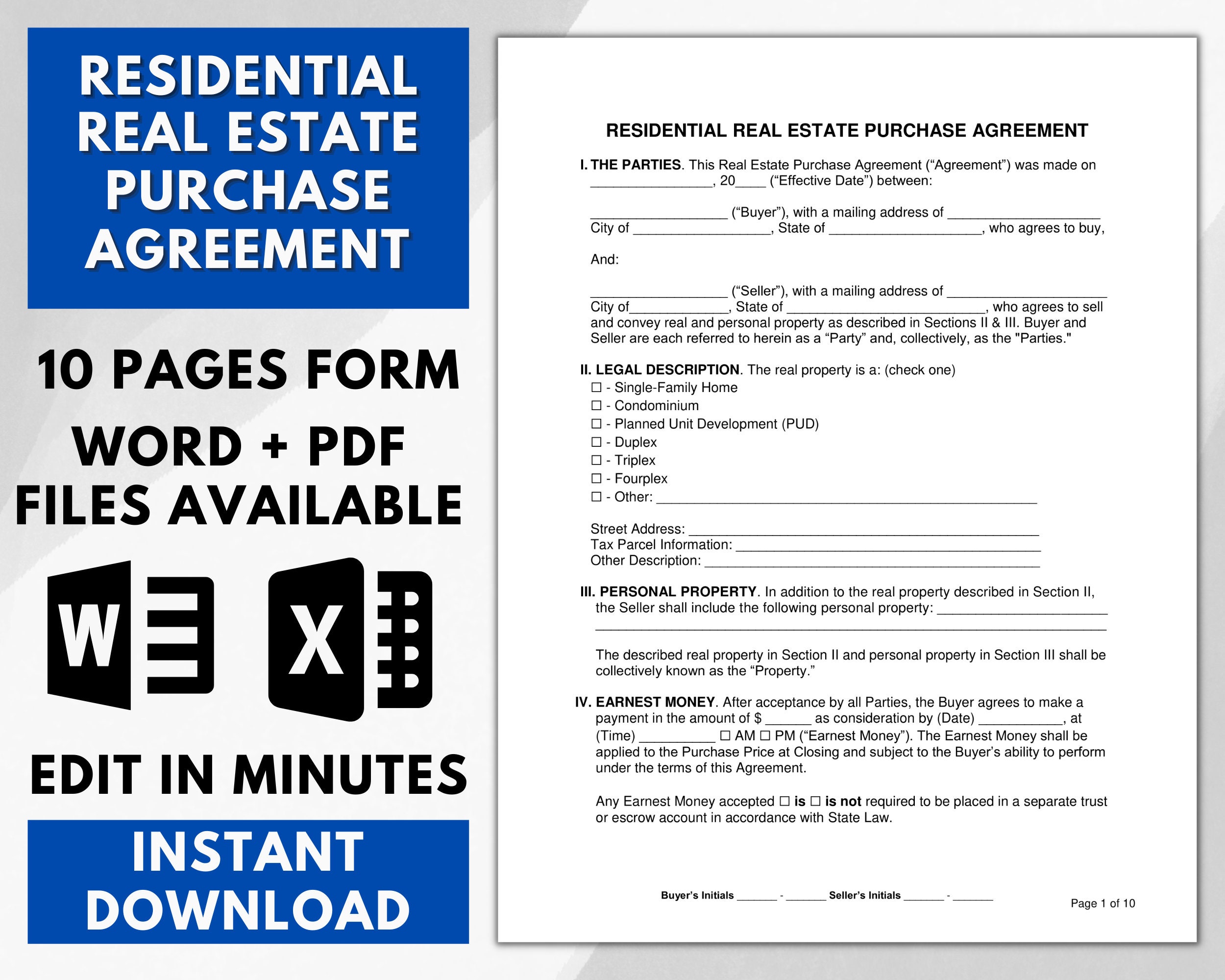 Residential Purchase Agreement - Real Estate Purchase Agreement ...