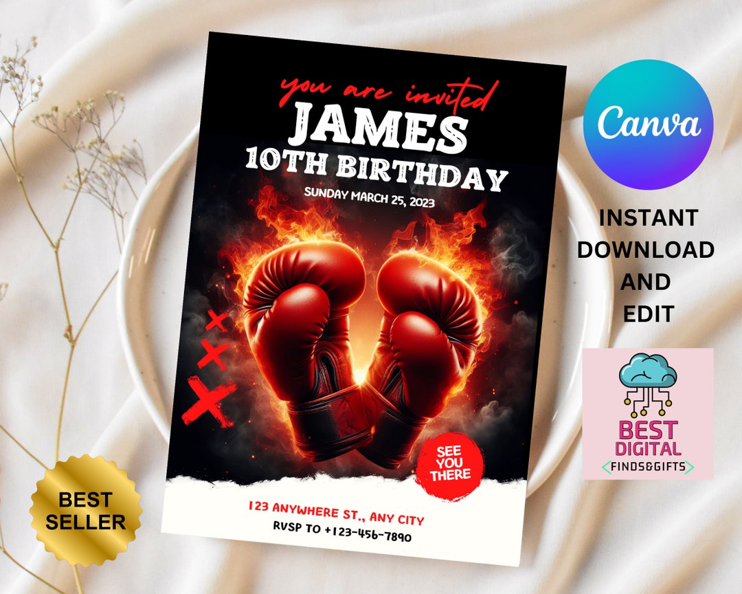 Boxing Birthday Digital Invitation - Boxing Party Text and Video Invite ...