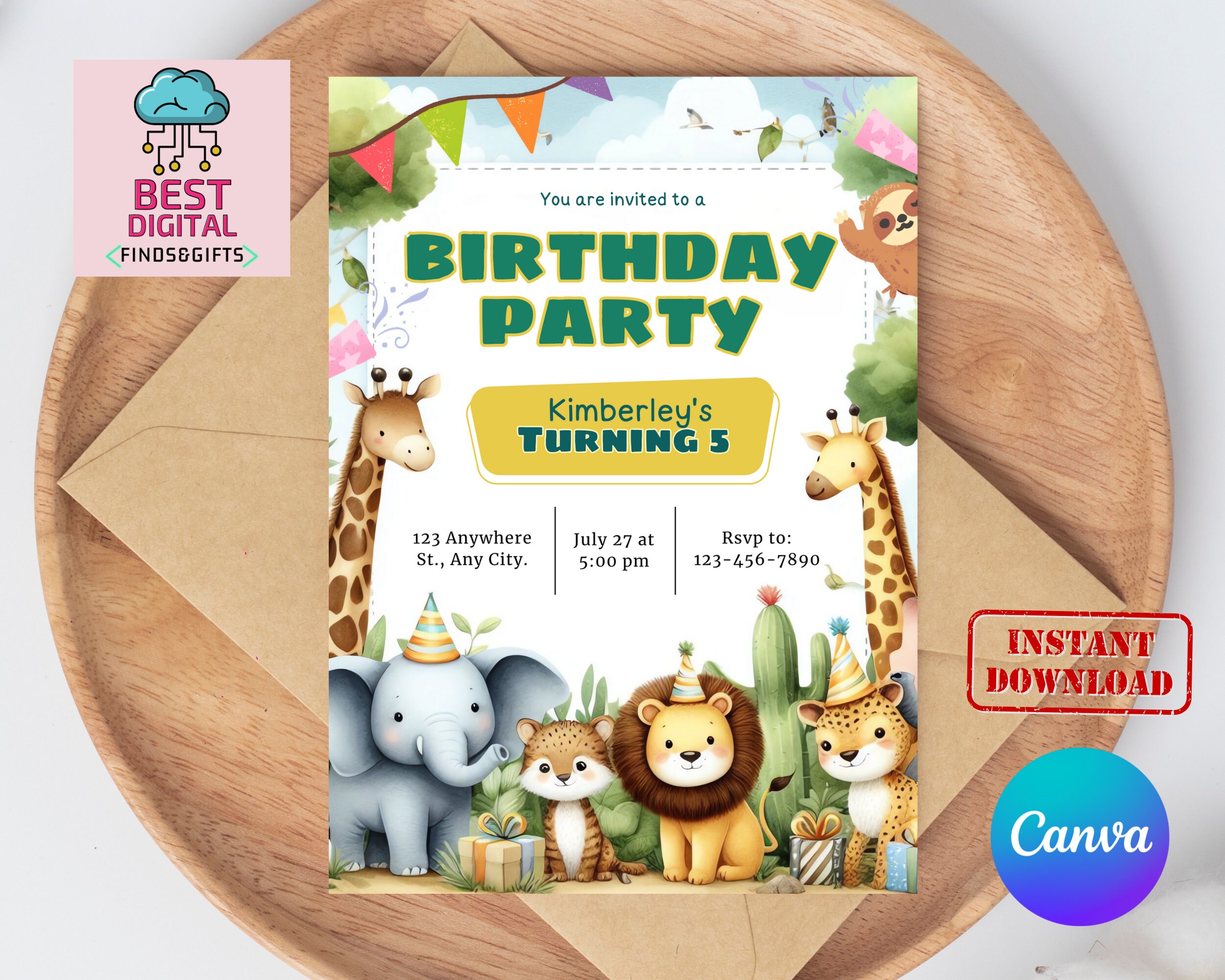 Editable Safari Birthday Invitation, Safari Invitation, Safari Evite ...