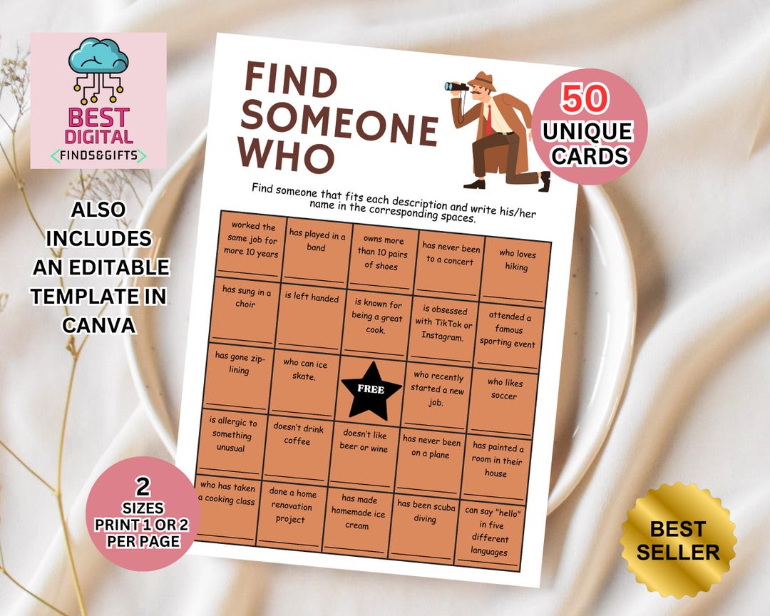 Get to Know You Bingo, Find Someone Who Bingo, Find the Guest Bingo ...