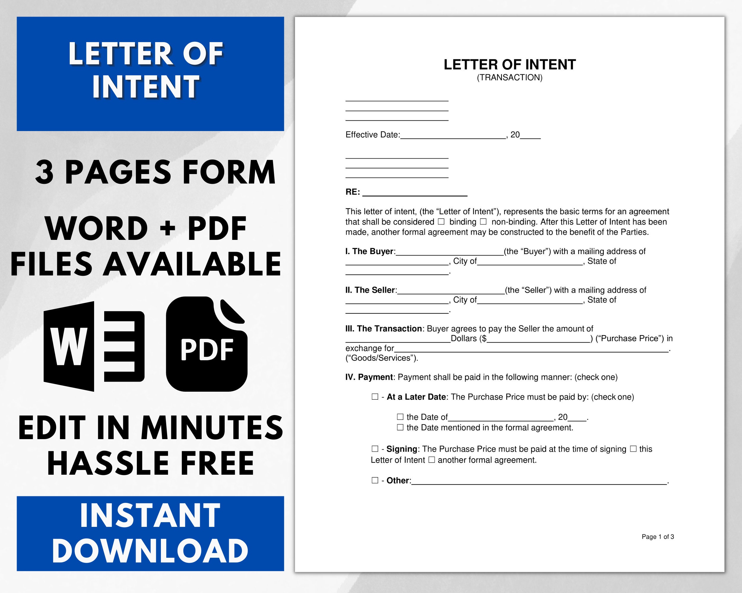 Letter of Intent, Letter of Intent (LOI), Letter of Intent (LOI) Forms, Letter of Intent (LOI ...