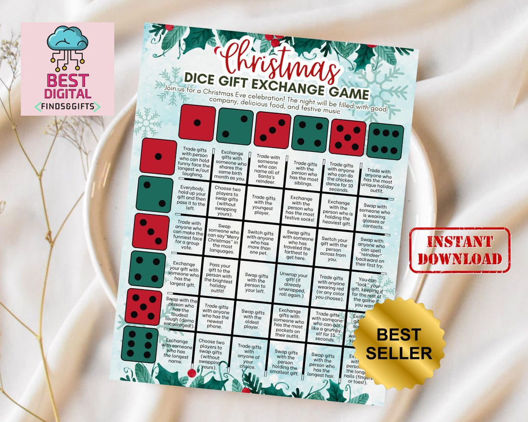 Christmas Gift Exchange Game, Christmas Dice Game, White Elephant Gift ...