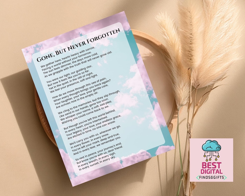 Gone but Never Forgotten, Funeral Poem, Grief and Sorrow Poem ...