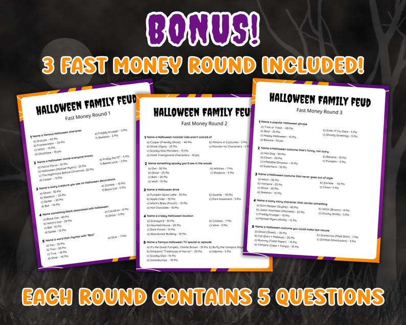Halloween Friendly Feud Game | Printable Halloween Game | Halloween ...