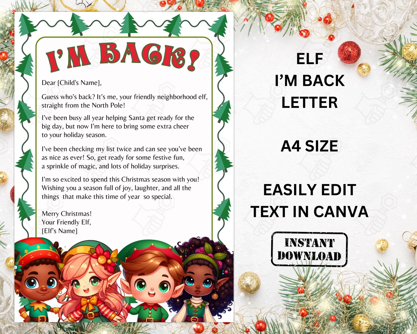 Editable Elf Letter, Elf Printable, Personalized Elf Letter, Elf on the ...