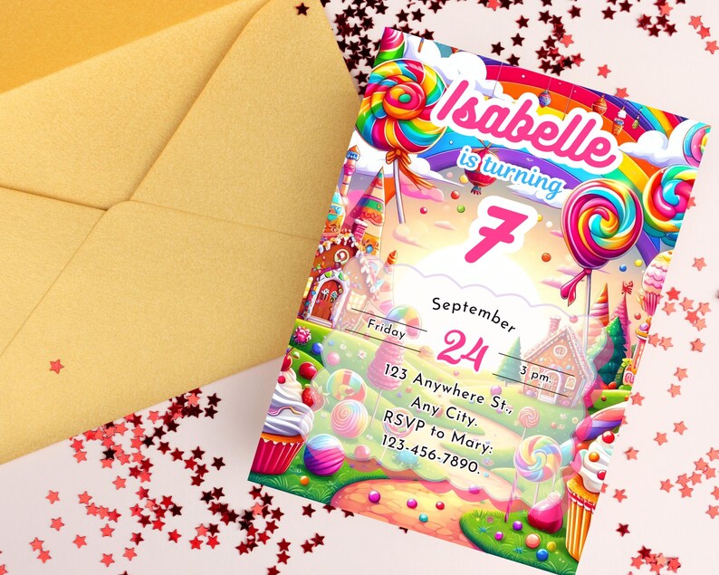Candy Land Invitation, Candy Land Invites, Instant Download Candies ...