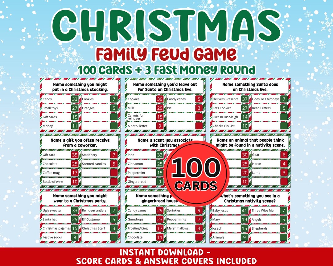 Christmas Friendly Feud Game, Printable Christmas Game, Christmas Party ...