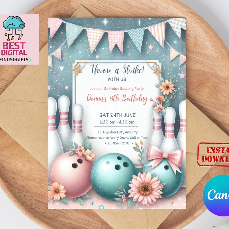 Bowling Invitations - Etsy