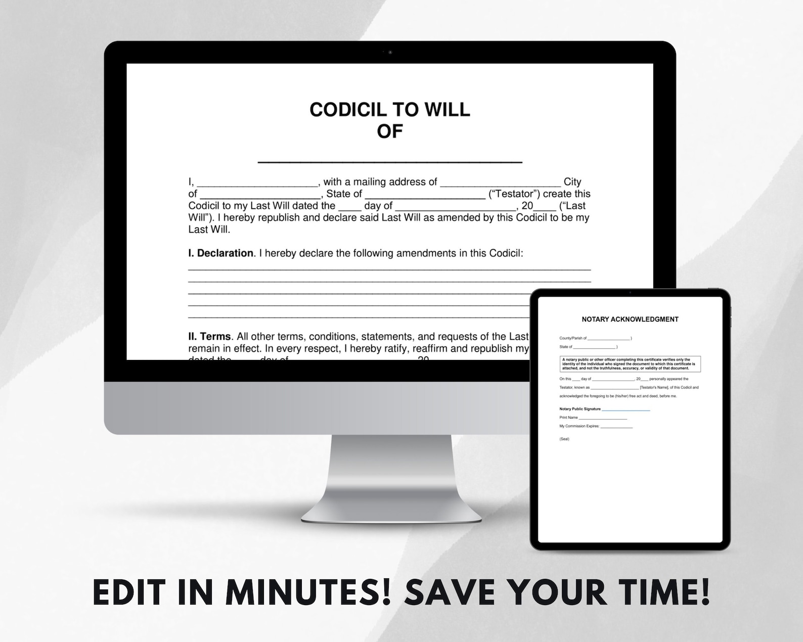 Will Codicil, Will Codicil Form, Will Codicil Templates, Last Will and ...
