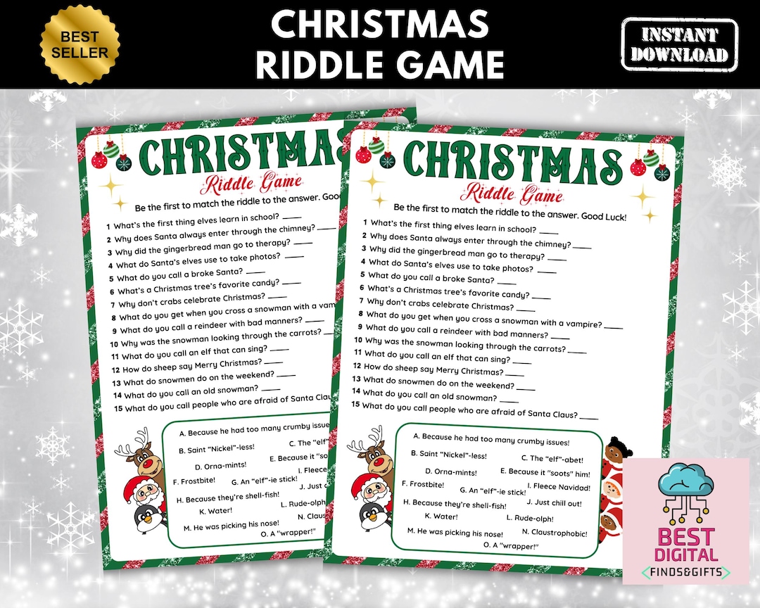 Christmas Riddle Game Christmas Game Printable Fun Holiday Party Game ...