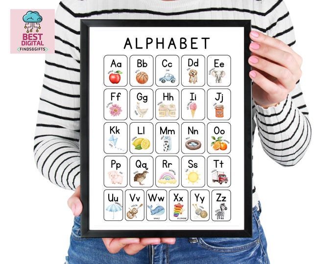 Alphabet Chart, ABC Poster, Animal Alphabet, Watercolor Alphabet, ABC ...