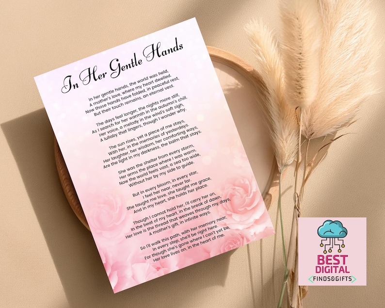 In Her Gentle Hands, Mother Funeral Poem, Grief and Sorrow Poem ...
