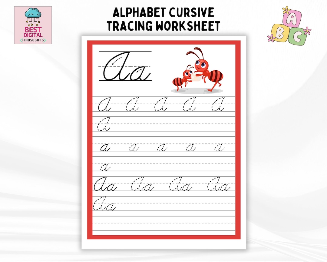 Cursive Alphabet Tracing Worksheet. Printable Trace the Cursive ...