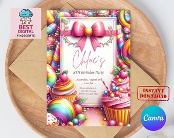 Candyland Digital Birthday Invitation Candy Land Instant Download ...