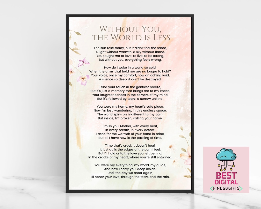 Without You the World is Less, Sister Funeral Poem, Grief and Sorrow ...