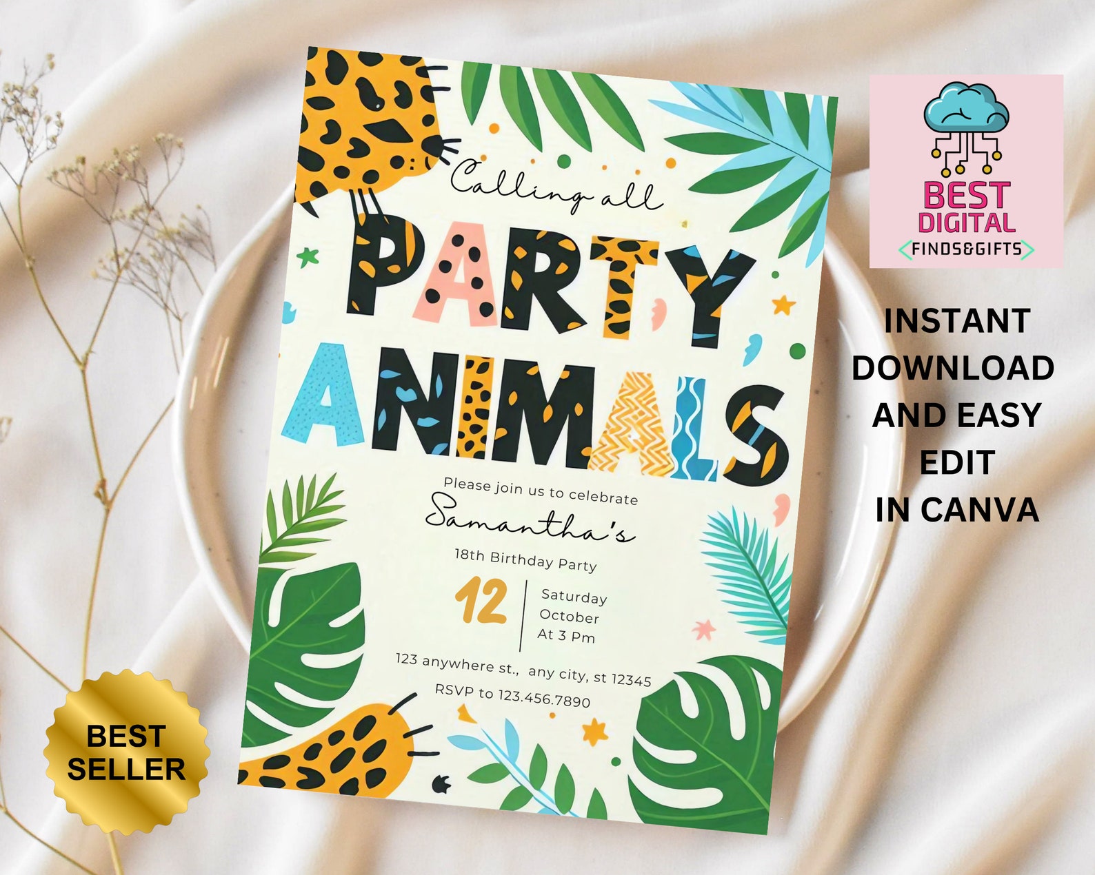 Party Animals Invitation, Party Animals Birthday Invitation, Kids ...