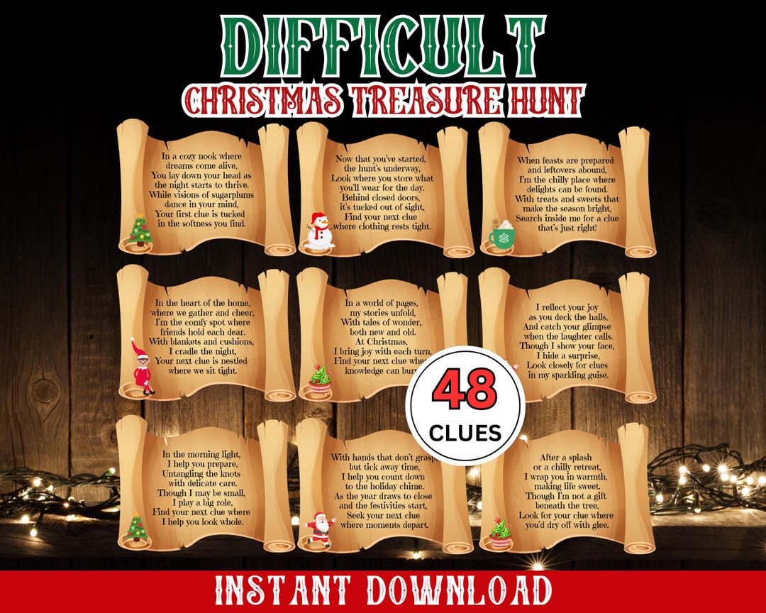 Difficult Christmas Treasure Hunt - Difficult Christmas Scavenger Hunt ...
