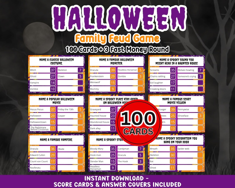 Halloween Friendly Feud Game | Printable Halloween Game | Halloween ...