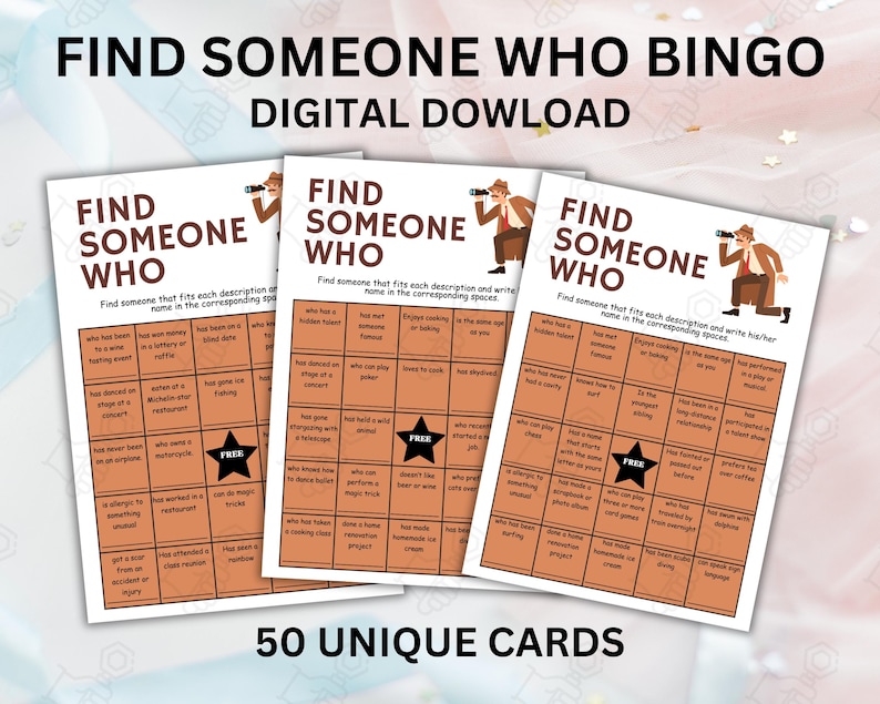 Get to Know You Bingo, Find Someone Who Bingo, Find the Guest Bingo ...