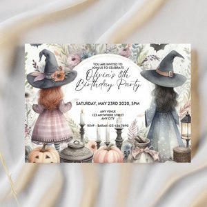 Editable Witch Birthday Invitation, Halloween Invitation, Witch ...