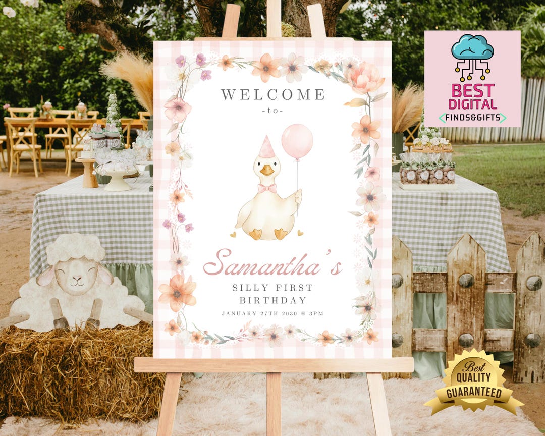 One Silly Goose Welcome Sign Template, Silly Goose Birthday Welcome ...