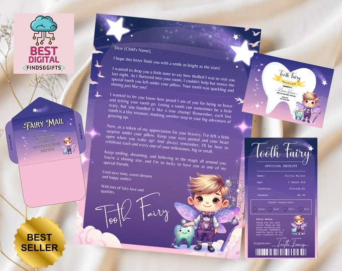 Tooth Fairy Letter With Tooth Fairy Receipt and Mini Envelope, Tooth ...