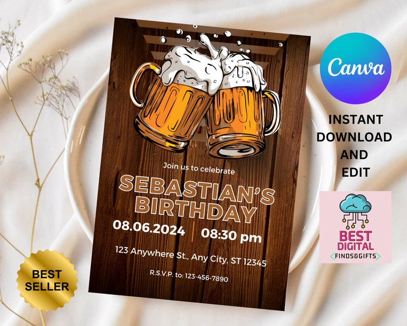 Editable Cheers and Beers Invitation, Beer Invitation, Birthday ...