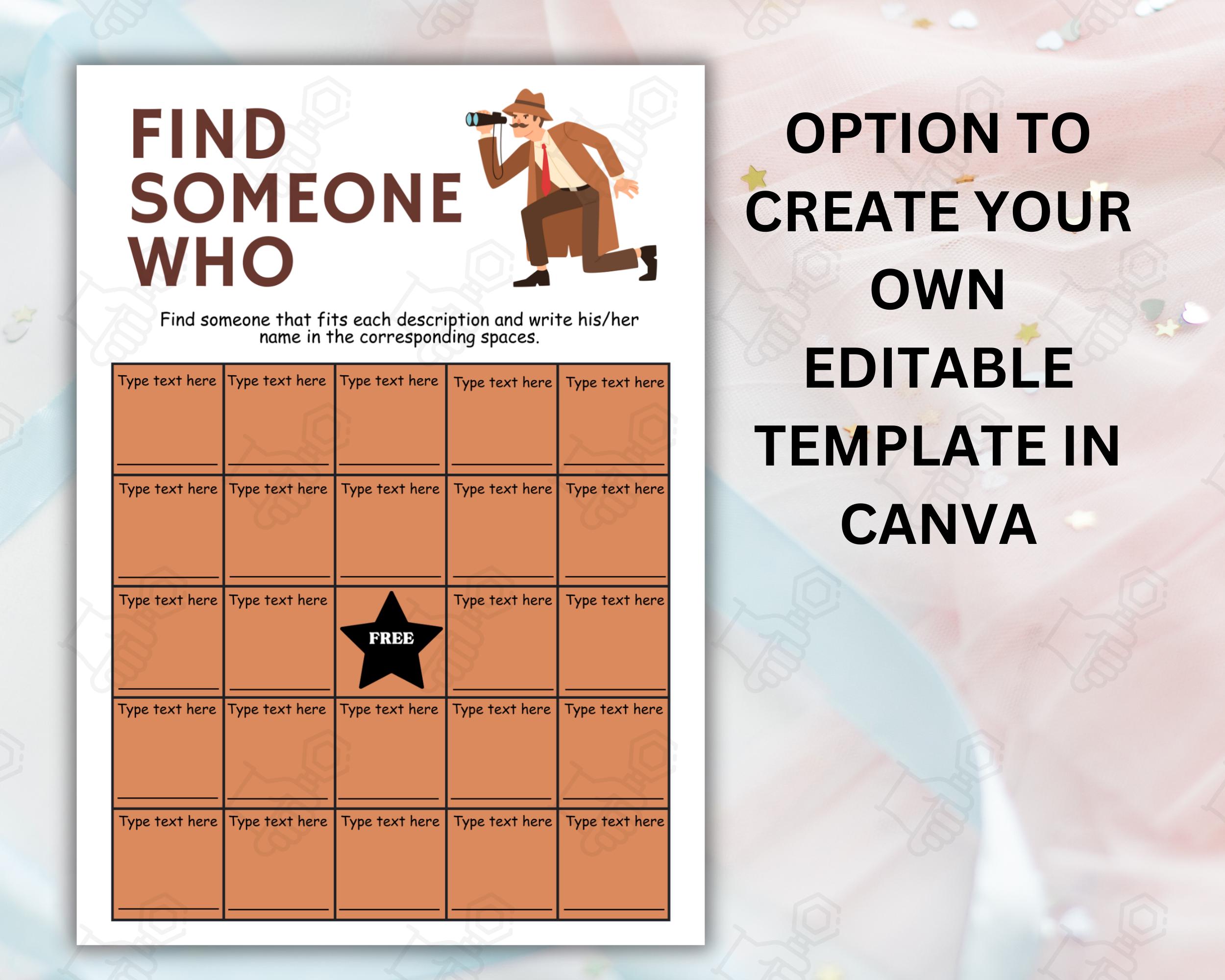 Get to Know You Bingo, Find Someone Who Bingo, Find the Guest Bingo ...