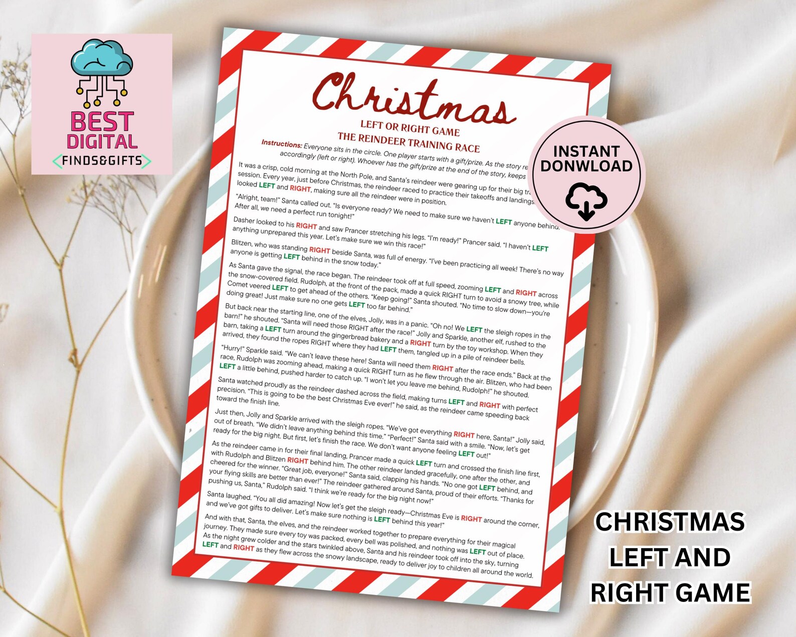 Christmas Left Right Game, Right Left Christmas Game, Christmas Pass ...