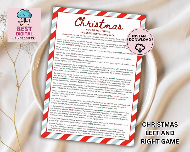 Christmas Left Right Game, Right Left Christmas Game, Christmas Pass ...