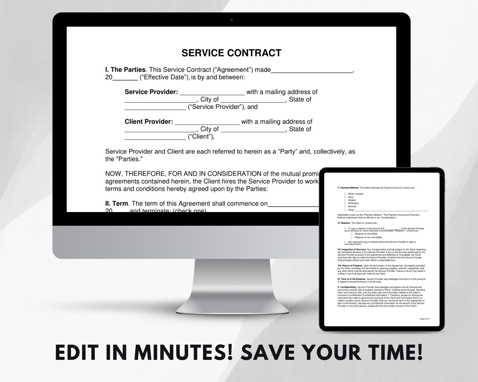 Service Contract Templates, Service Contract Form, Service Contract ...
