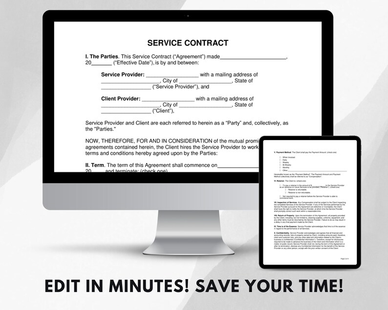 Service Contract Templates, Service Contract Form, Service Contract ...