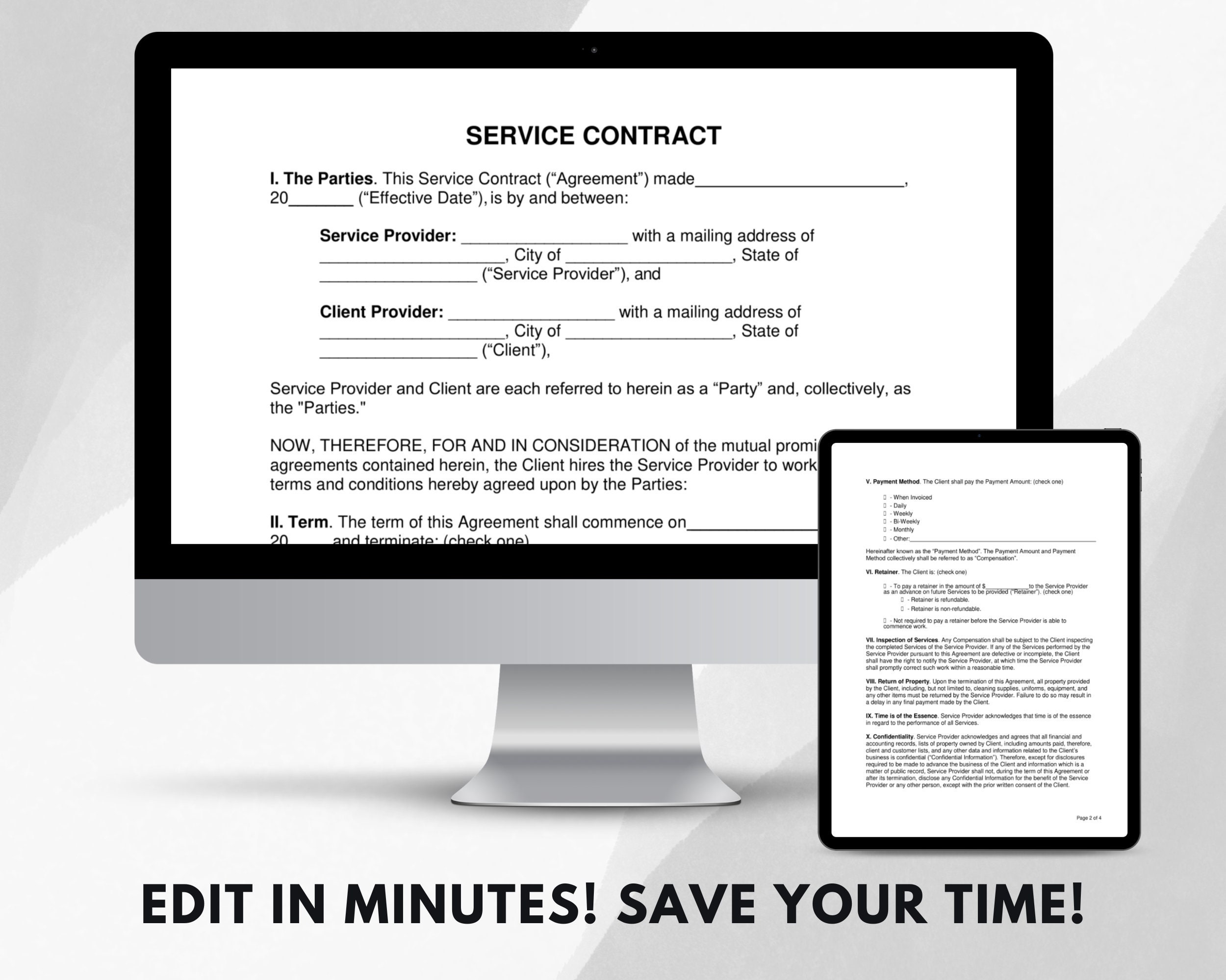 Service Contract Templates, Service Contract Form, Service Contract ...