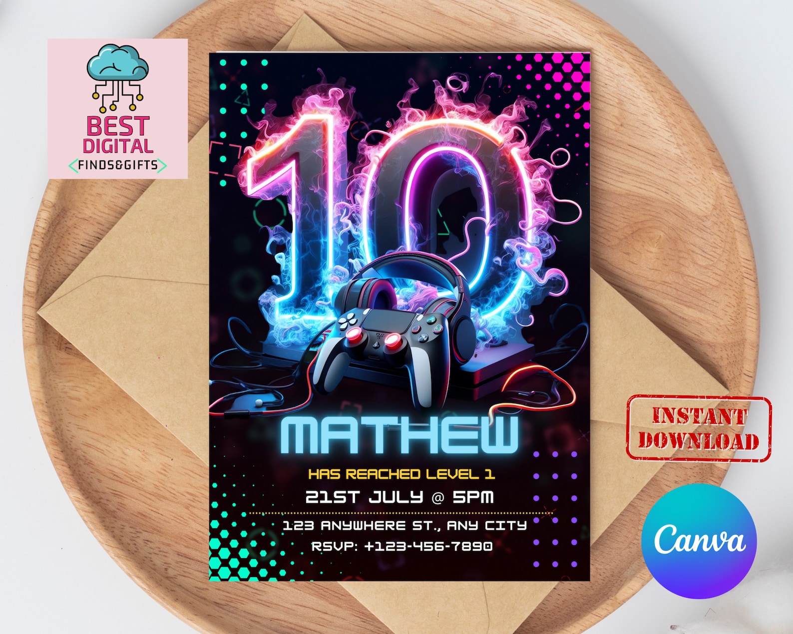 10th Birthday Invitation, Editable Video Game Party Invitation, Level ...