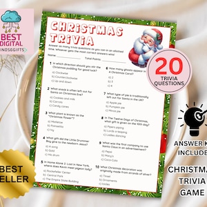 Printable Christmas Trivia Game, Christmas Party Game, Christmas Game ...