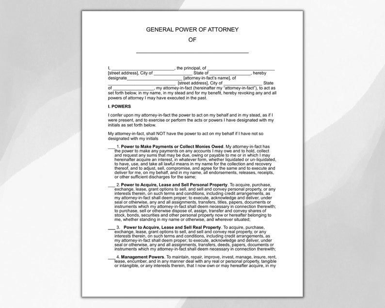 General Power of Attorney, General Power of Attorney Form, General ...