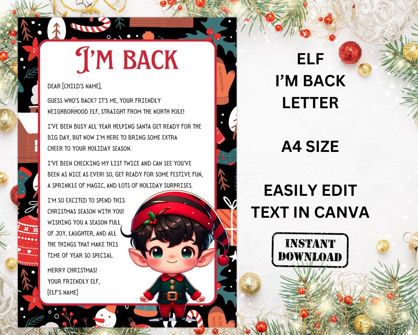 Editable Elf Letter, Elf Printable, Personalized Elf Letter, Elf on the ...