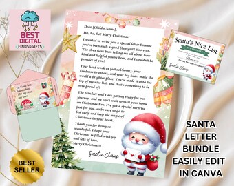 Instant Download Editable Letter From Santa, Nice List Certificate and ...