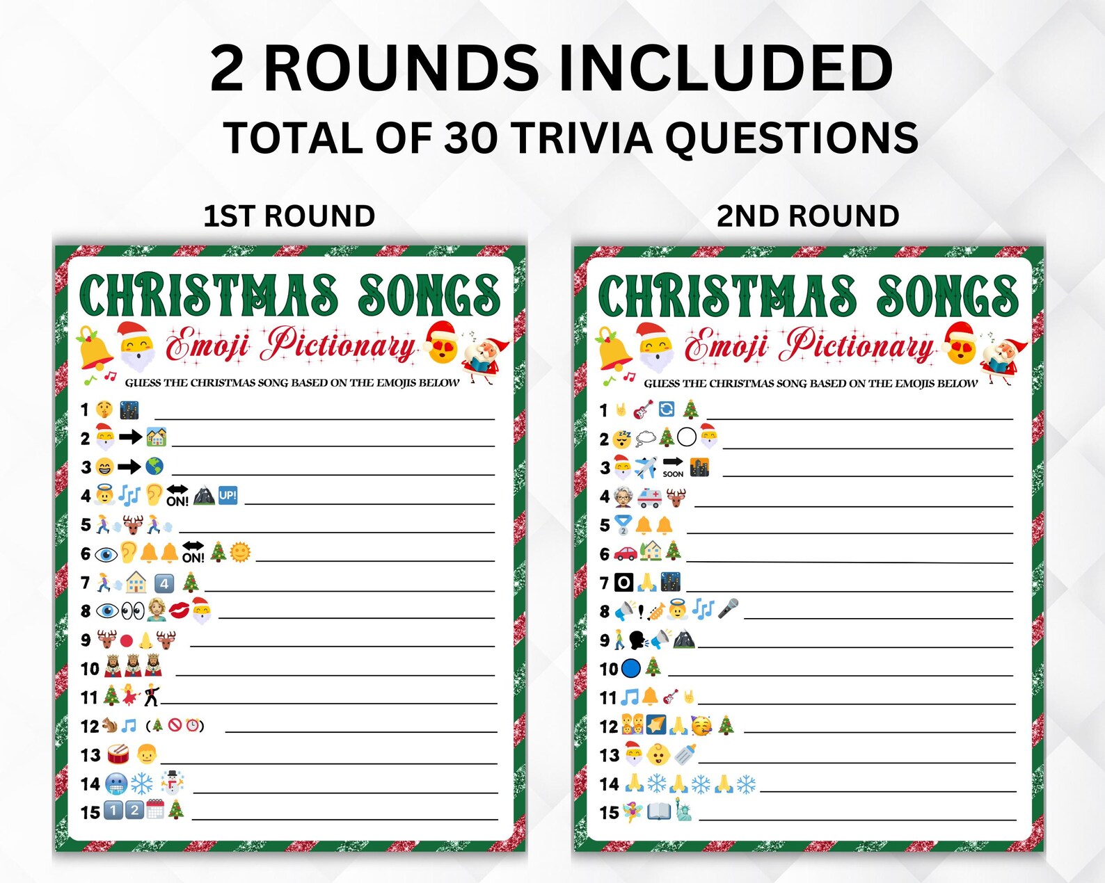 Christmas Emoji Pictionary Game, Christmas Printable Game, Holiday ...