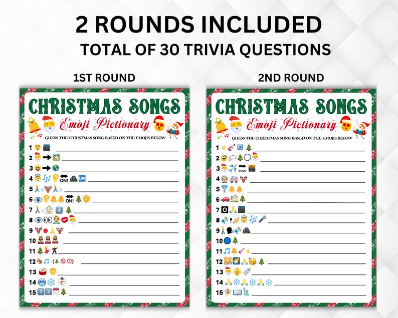 Christmas Emoji Pictionary Game, Christmas Printable Game, Holiday ...
